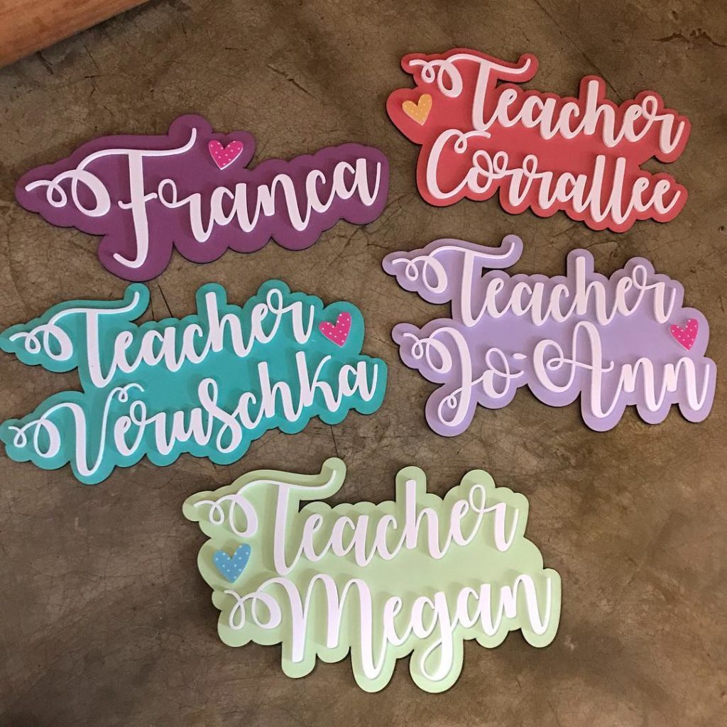 Teacher bubble name plaque - Lovecoco